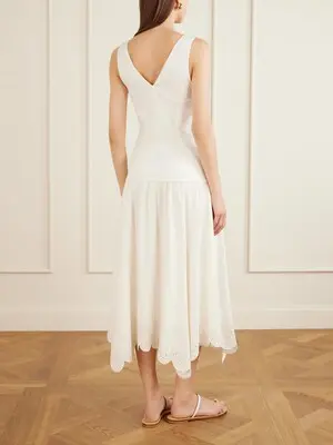 Simkhai Heaven Embroidered Linen-blend Midi Skirt
