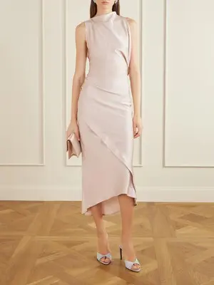 Victoria Beckham Draped Satin Midi Dress - Pink