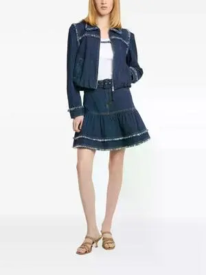 Cinq À Sept Indria" Fringe Trim Denim Jacket