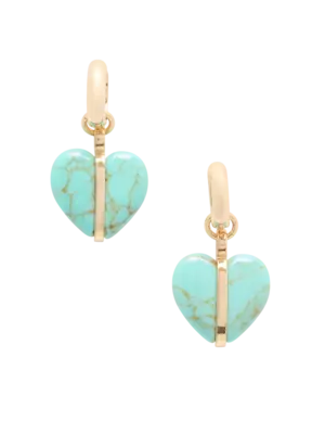 ROXANNE ASSOULIN Gold-tone And Turquoise Heart Pendant Hoop Earrings - Blue