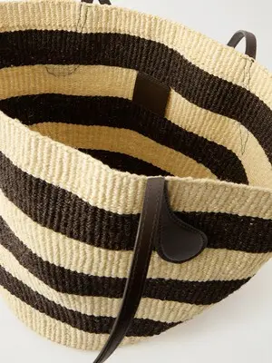 LIFFNER Striped Sisal Tote With Leather Trim - Neutrals