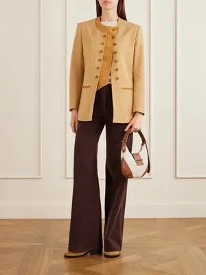 JIMMY CHOO Bar Small Canvas And Leather Shoulder Bag - Brown