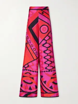 Emilio Pucci Printed Silk Twill Wide-leg Pants - Pink