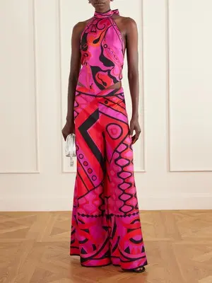Emilio Pucci Printed Silk Twill Wide-leg Pants - Pink