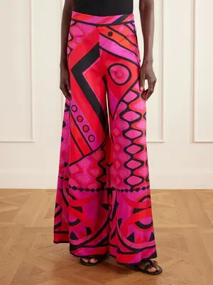 Emilio Pucci Printed Silk Twill Wide-leg Pants - Pink