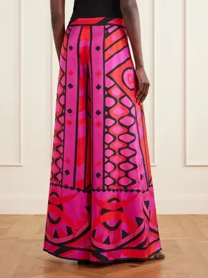 Emilio Pucci Printed Silk Twill Wide-leg Pants - Pink