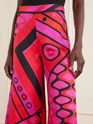 Emilio Pucci Printed Silk Twill Wide-leg Pants - Pink