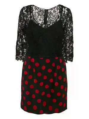Dolce & Gabbana Polka Dot Lace-panel Mini Dress