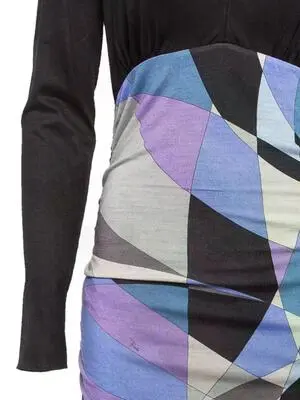 Emilio Pucci Geometric Print V-neck Long Sleeve Dress