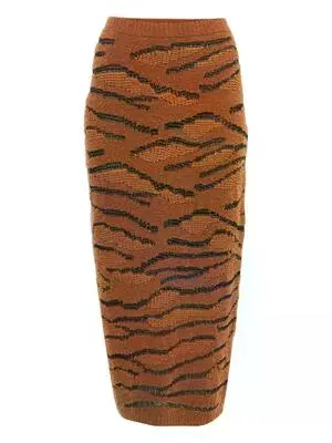 Stella McCartney Tiger-print Knit Midi Skirt - Brown