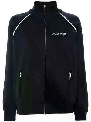 Miu Miu Embroidered Fleece Cardigan - Blue