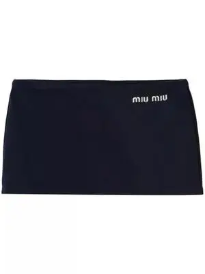 Miu Miu Embroidered Logo Mini Skirt - Blue