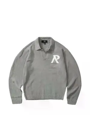 REPRESENT Logo Patch Polo-collar Sweater - Grey