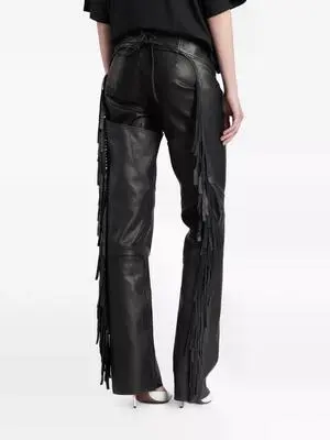 ANGELICA MONTINI Leather Fringe Trousers