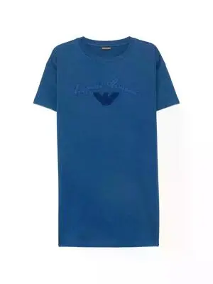 Emporio Armani Logo Embroidered T-shirt Dress - Blue