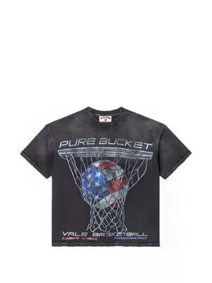 VALE FOREVER Distressed Graphic-print T-shirt - Black