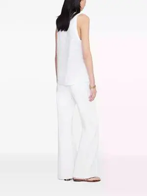 ANINE BING Juliann Logo-embroidered Linen Tank Top - White