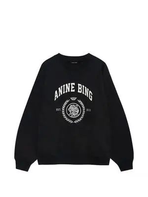ANINE BING Logo Print Dropped Shoulder Sweater - Black