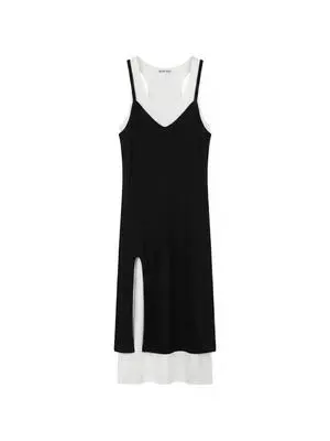ALAINPAUL Layered Side-slit Midi Dress - Black