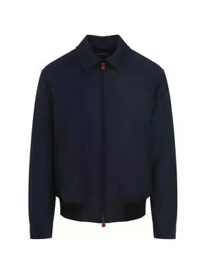 Kiton Zip-up Ribbed-trim Jacket - Blue