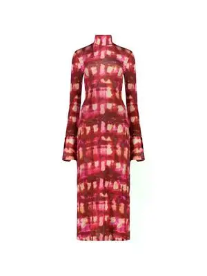 ELLERY Mock Neck Long Sleeve Midi Dress - Red