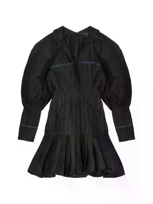 ELLERY Pleated Puff-sleeves Mini Dress - Black