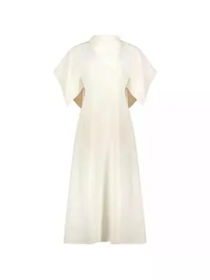 ELLERY Cape-sleeve V-neck Midi Dress - White