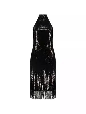 ELLERY Sequin Embellished Fringed Mini Dress - Black