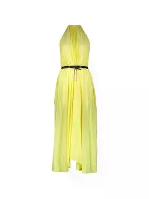 ELLERY Pleated Belted Midi Dress - Yellow