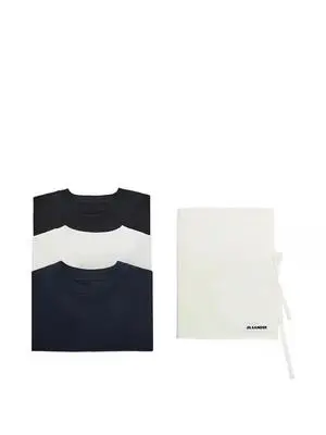 JIL SANDER Logo-embroidered T-shirts - Black