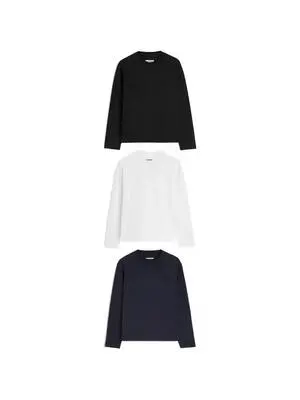JIL SANDER Monogram-embroidered Long-sleeve T-shirt - Black