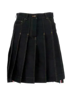 Thom Browne Pleated Asymmetric Hem Mini Skirt - Blue