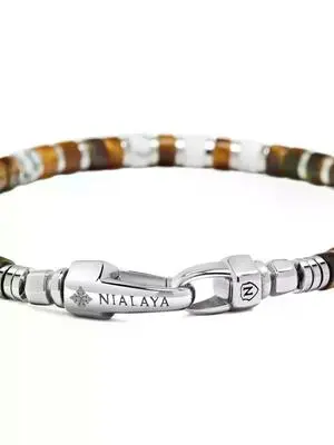 NIALAYA JEWELRY Heishi Howlite And Tiger's Eye Beaded Bracelet - Silver