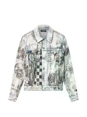 Amiri Wes Lang Sketch-print Denim Jacket - Blue