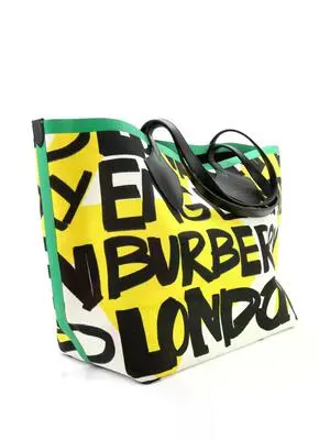 Burberry Reversible Graffiti Giant Printed Canvas Xl Tote Bag