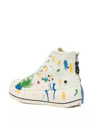 R13 Paint-splatter Stud-embellished Trainers - Neutrals