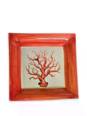 LES-OTTOMANS Coral Square Ceramic Dish - Orange