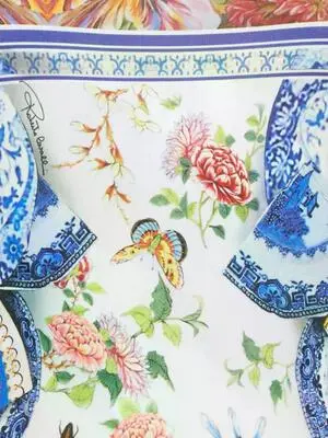 Roberto Cavalli Multicolor Floral Plate Print Mini Dress