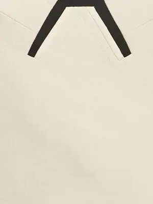 Roland Mouret Cream Crepe Dress With Black Paneled Sleeves And Bow Detail