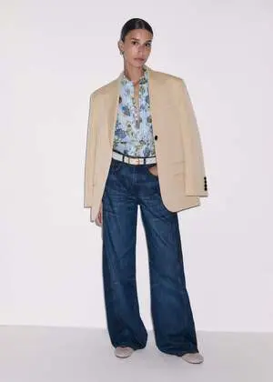 ME+EM Floral Garden Print Silk Cotton Blouse