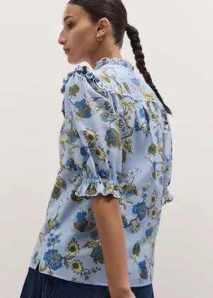 ME+EM Floral Garden Print Silk Cotton Blouse
