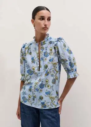 ME+EM Floral Garden Print Silk Cotton Blouse