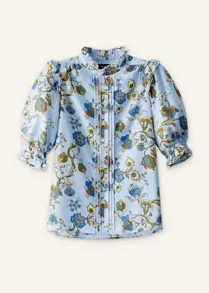 ME+EM Floral Garden Print Silk Cotton Blouse