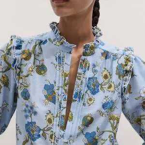 ME+EM Floral Garden Print Silk Cotton Blouse