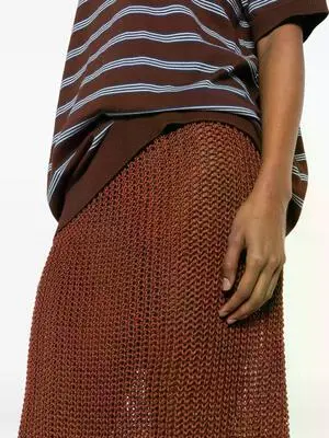 Plan C Open-knit Maxi Skirt With Fringe Trim