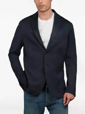 MOORER Audley Single-breasted Blazer - Blue