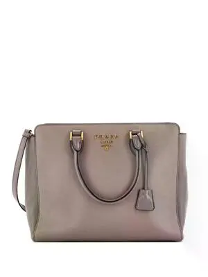 Prada Saffiano Leather Convertible Tote Bag - Grey