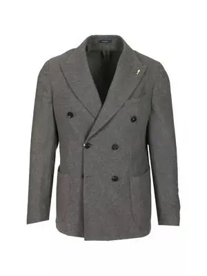 GUARINUCCI Double-breasted Peak-lapel Blazer - Grey