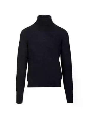 Fedeli Knitted Roll-neck Sweater - Blue