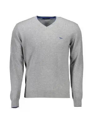 HARMONT & BLAINE Embroidered-logo V-neck Sweater - Grey